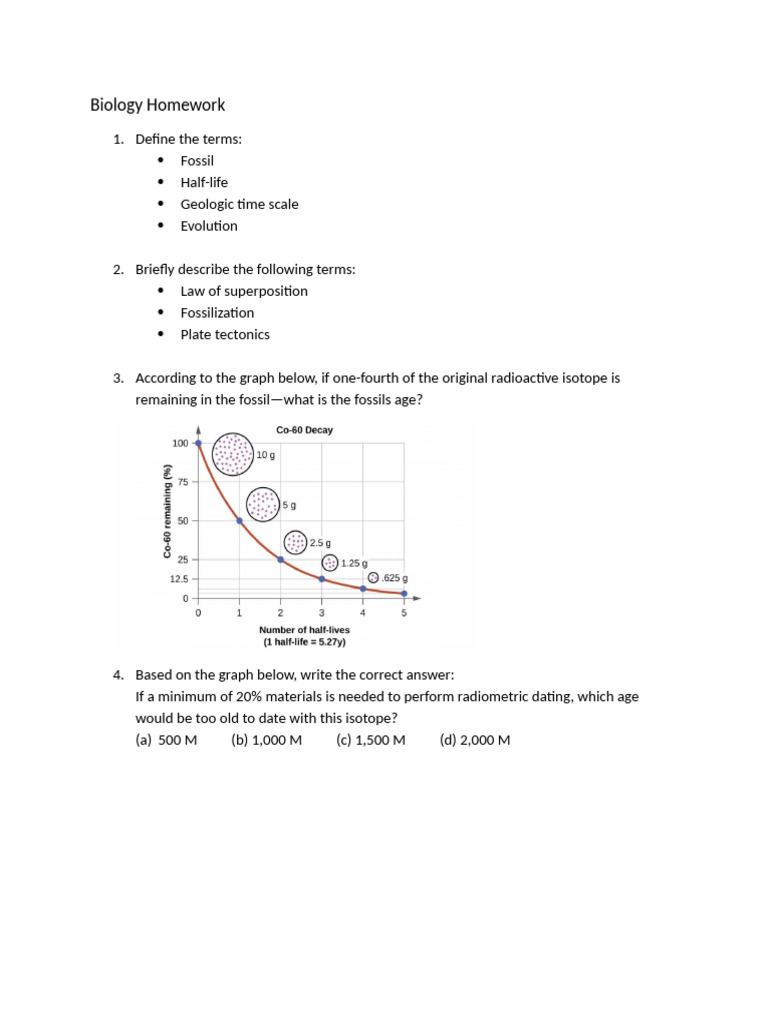 Biology Homework 1 | PDF