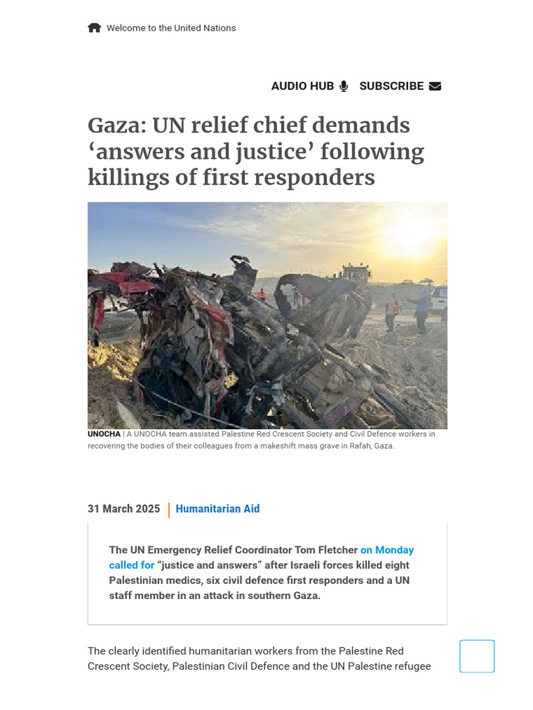 Gaza_ UN relief chief demands ‘answers and justice’ follo... | PDF ...