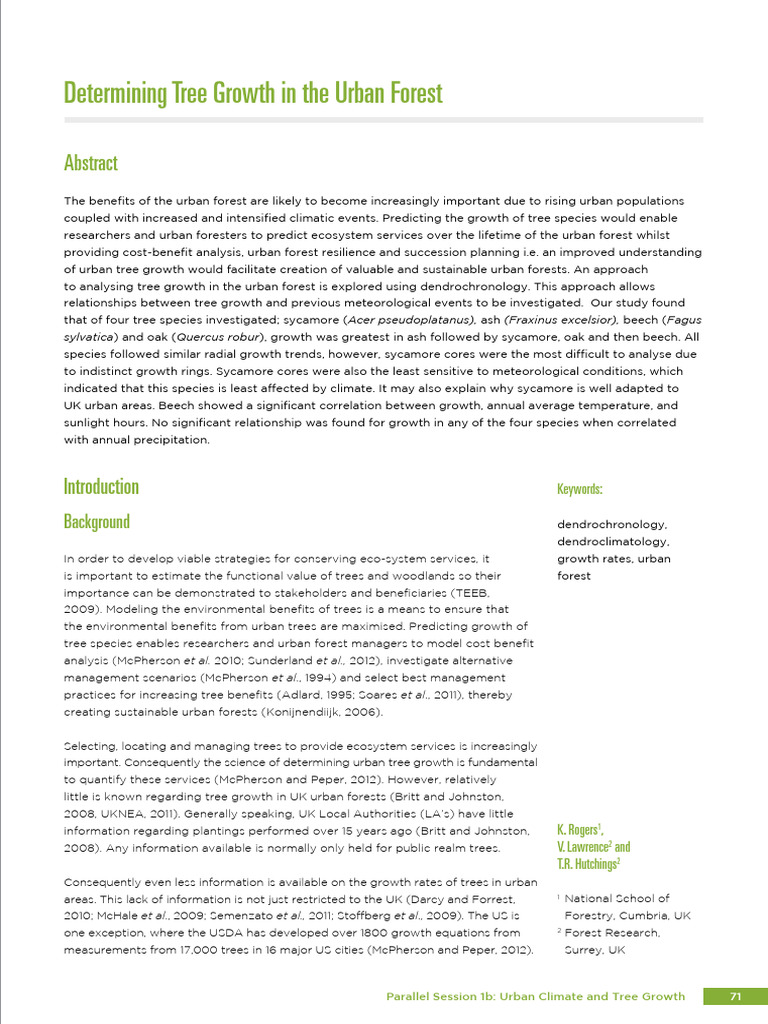 Determing Tree Growth in Urban Forest | PDF | Regression Analysis | Forests