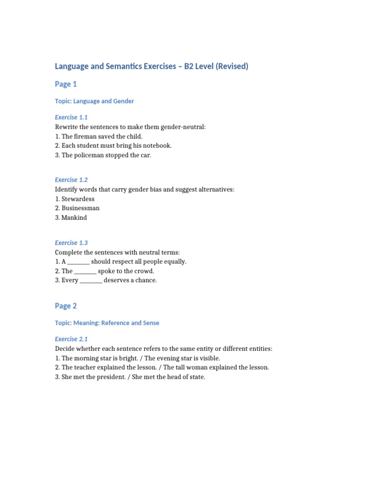 Language Semantics B2 50pages REVISED | PDF | Semantics | Metaphor