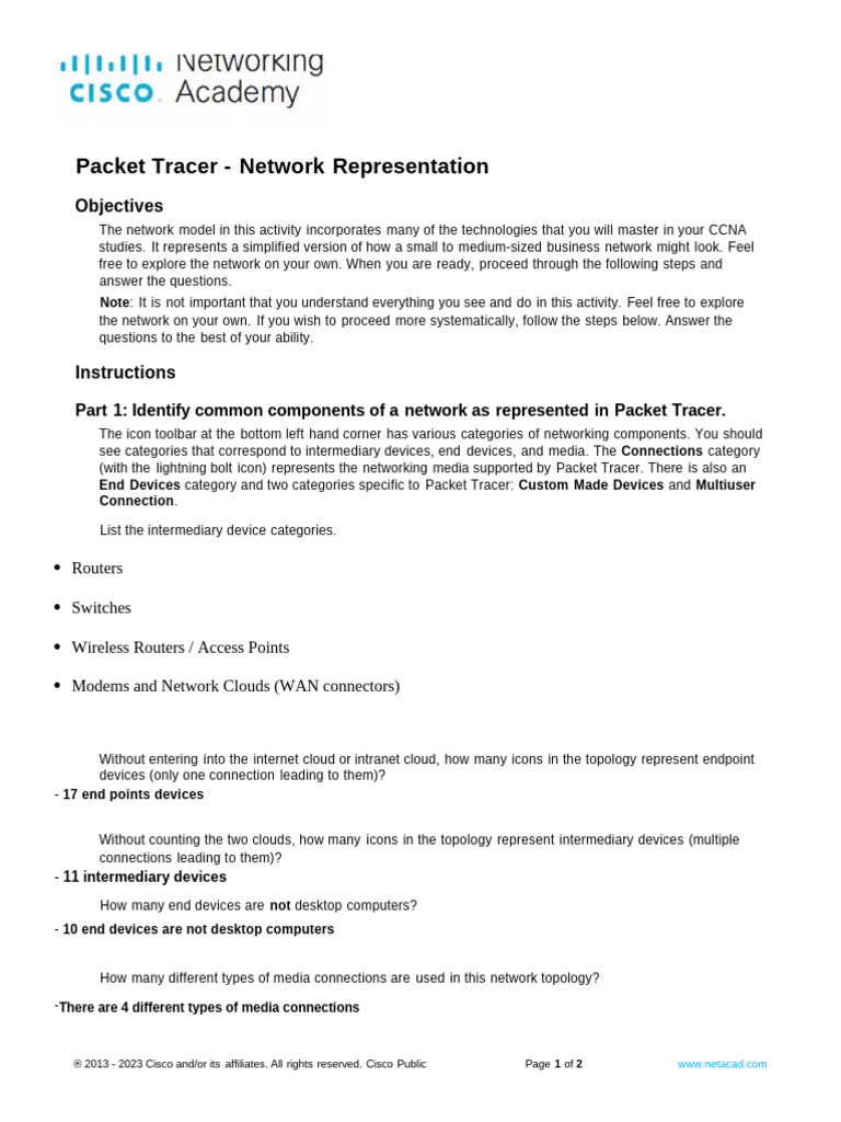 1.5.5 Packet Tracer Network Representation | PDF | Computer Network | Internet