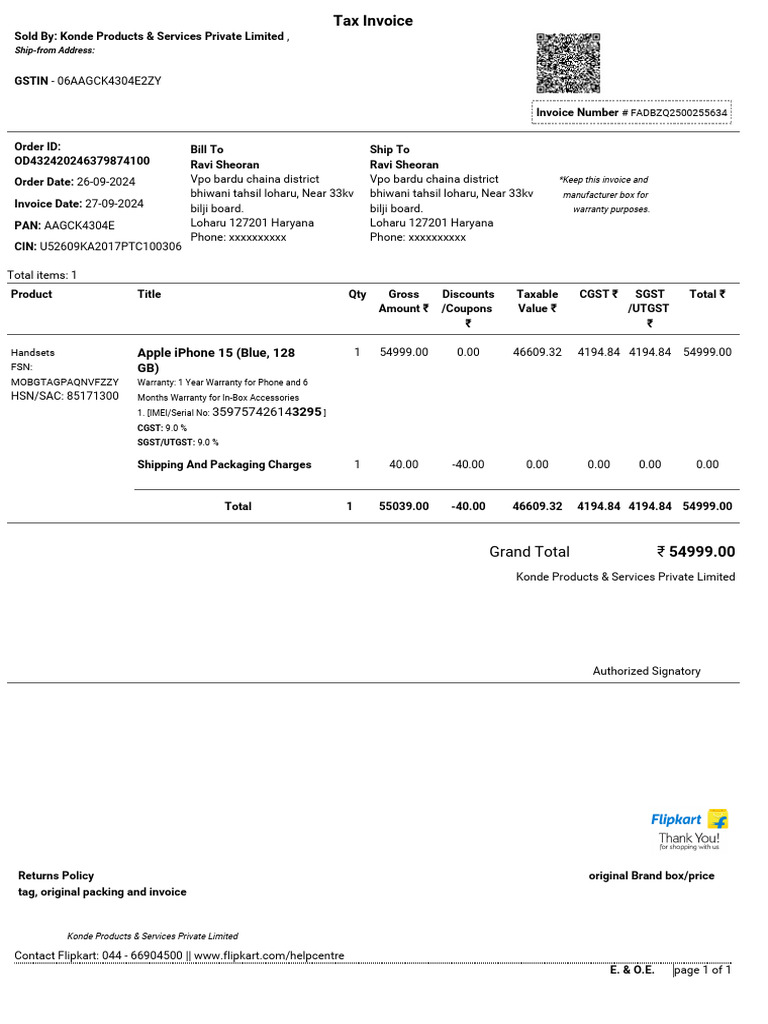 Bill Iphone | PDF | Mobile Phones | I Phone