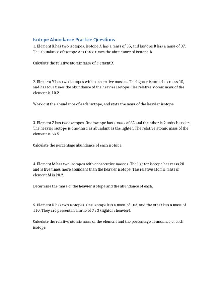 Isotope Questions (1) | PDF