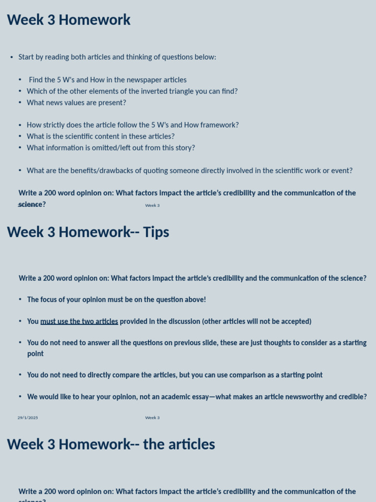 Week 3 Homework Guidance | PDF