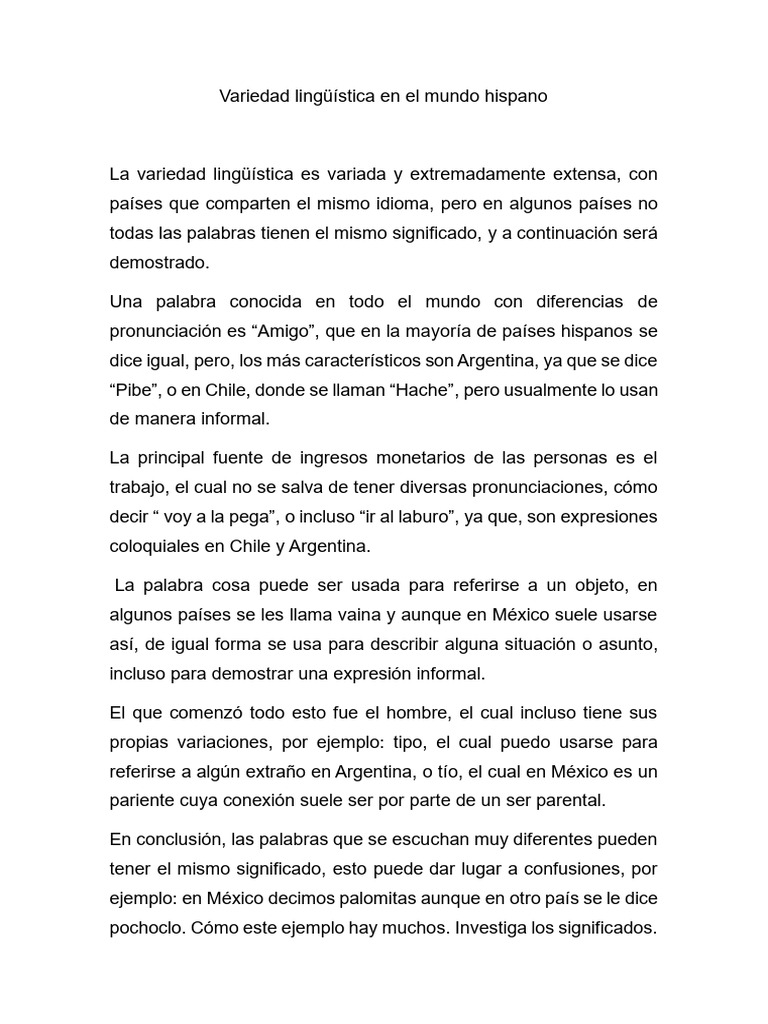 Variedades del español en Hispanoamérica | PDF