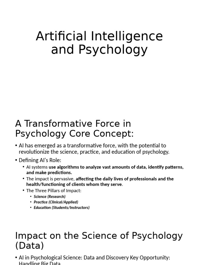 AI's Impact on Psychology Today | PDF | Artificial Intelligence ...