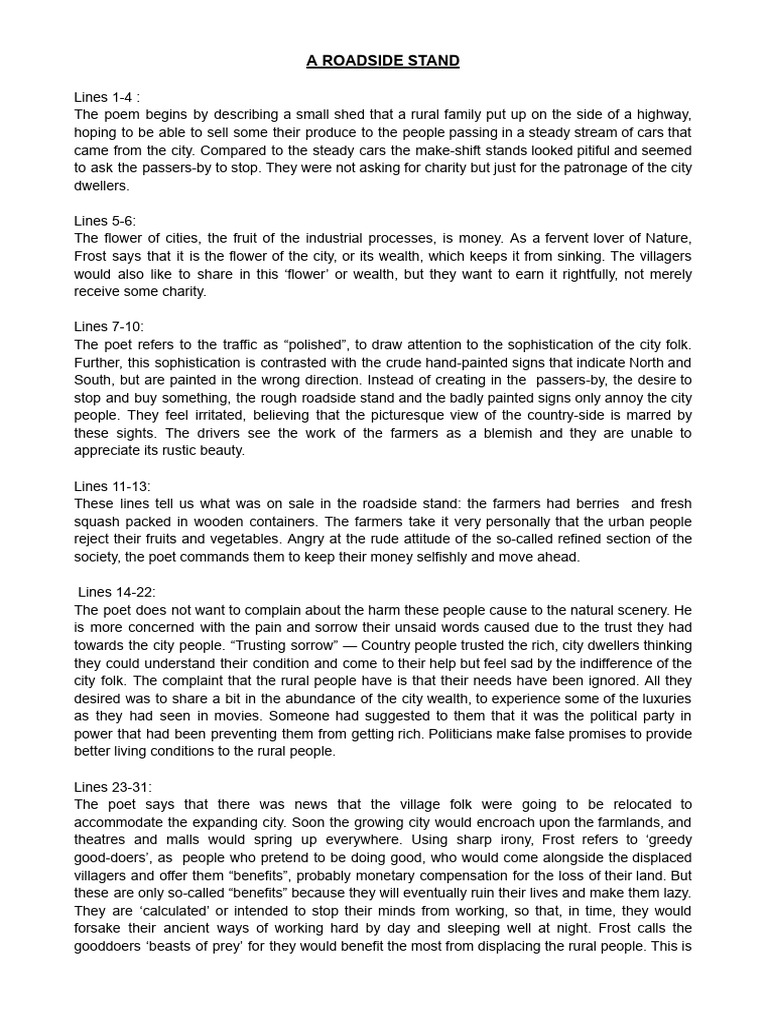 A Roadside Stand | PDF