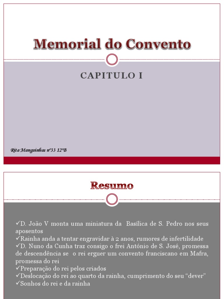 Análise do Capítulo I de Memorial do Convento | PDF | Clássicos
