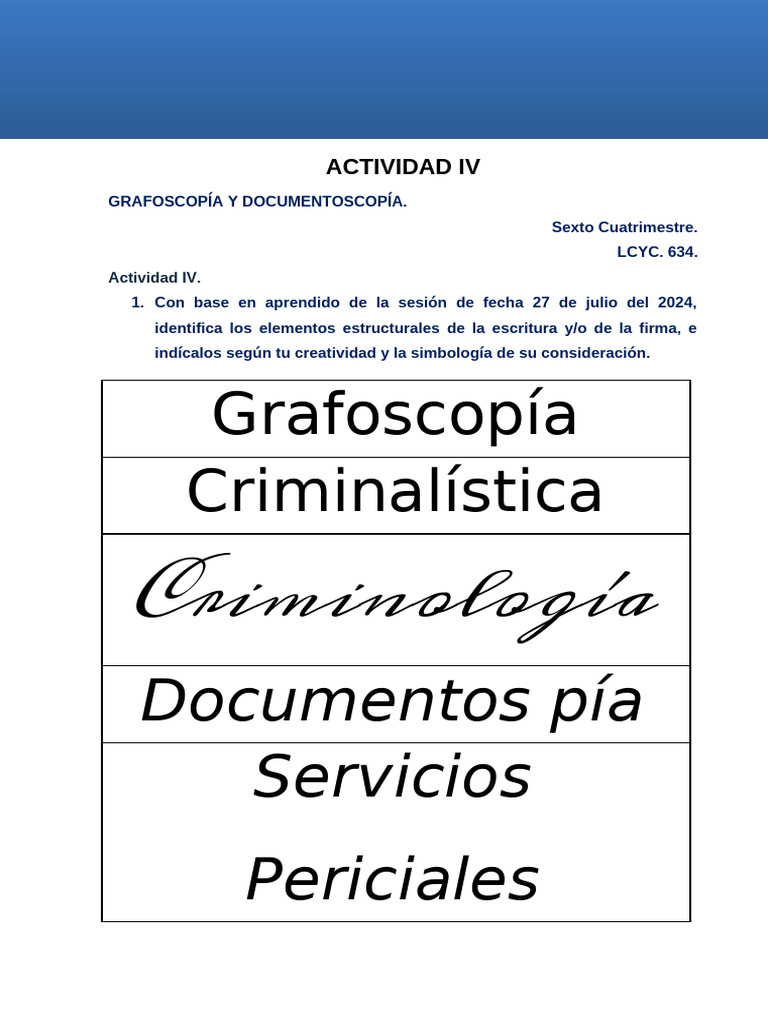 Actividad Iv - Grafoscopía y Documentoscopía | PDF