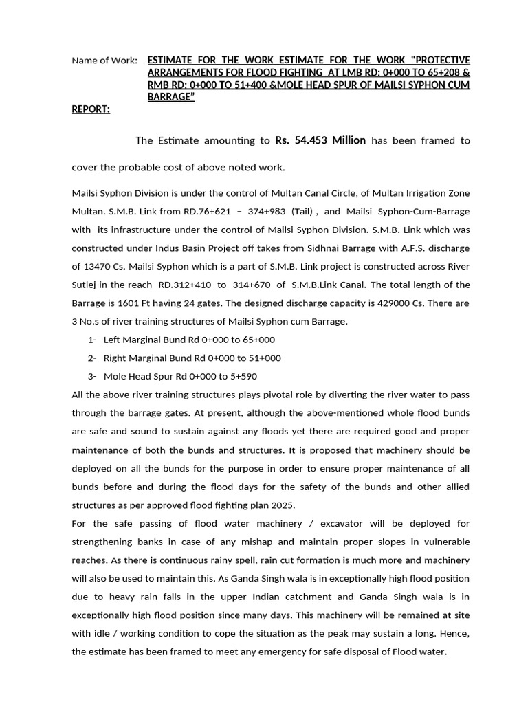 Estimate Report | PDF | Flood | River
