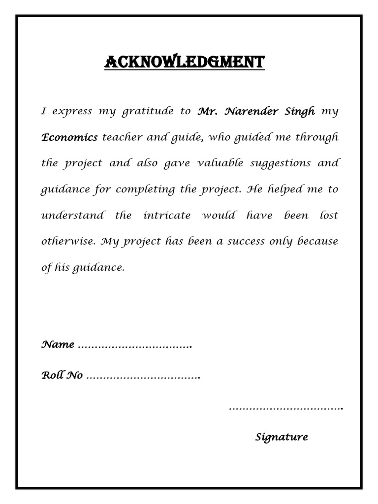 Acknowledgment for Project Guidance | PDF