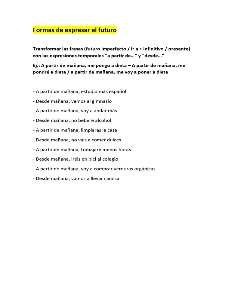 Formas de Expresar El Futuro | PDF