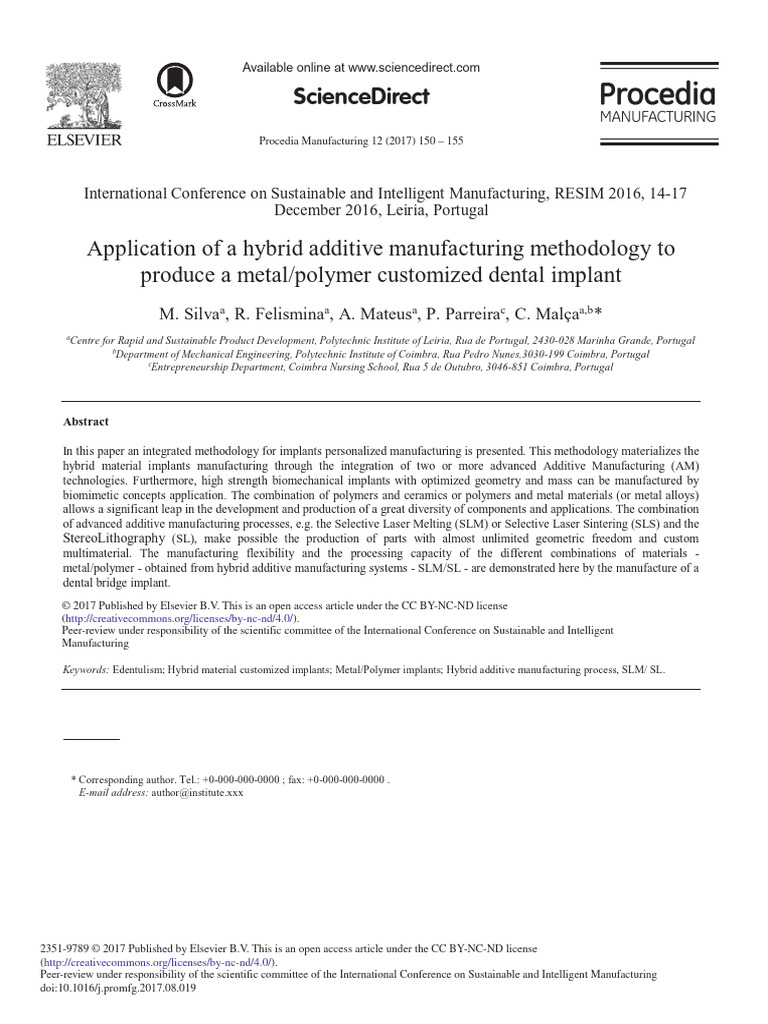Hybrid Additive Manufacturing for Dental Implants | PDF | Dental ...