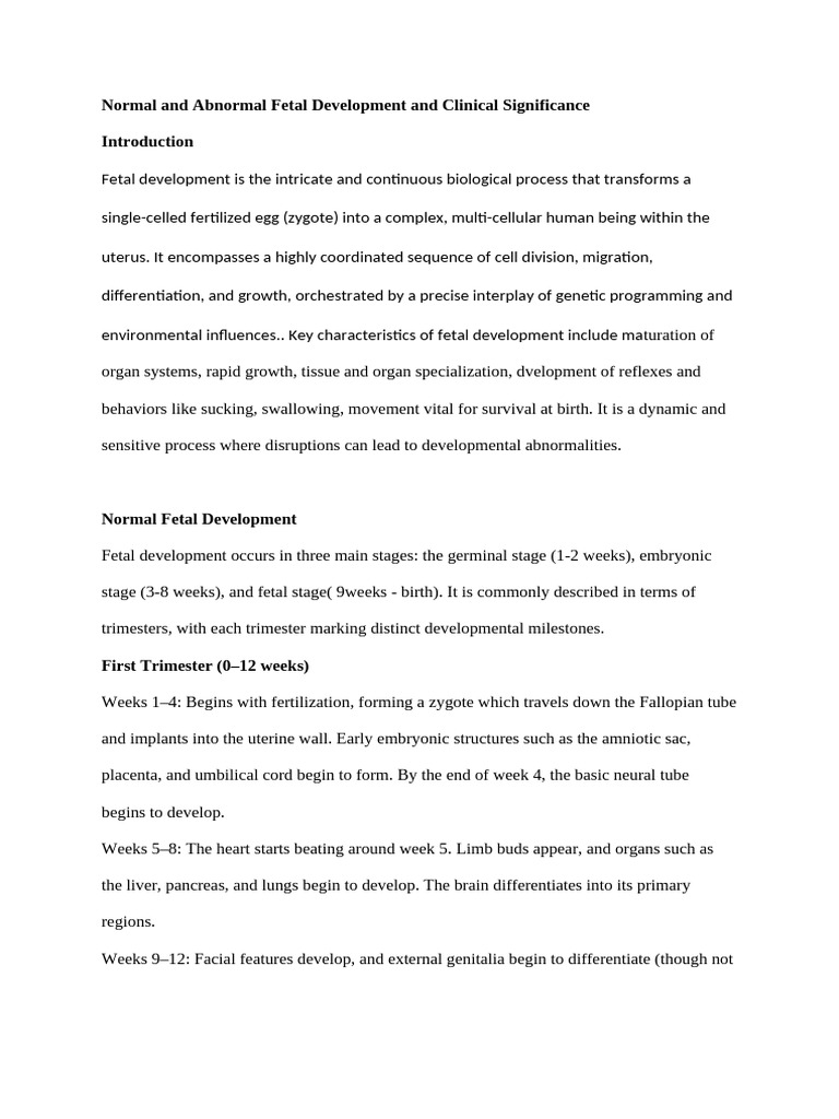 Fetal Development: Normal vs. Abnormal | PDF | Fetus | Prenatal Development