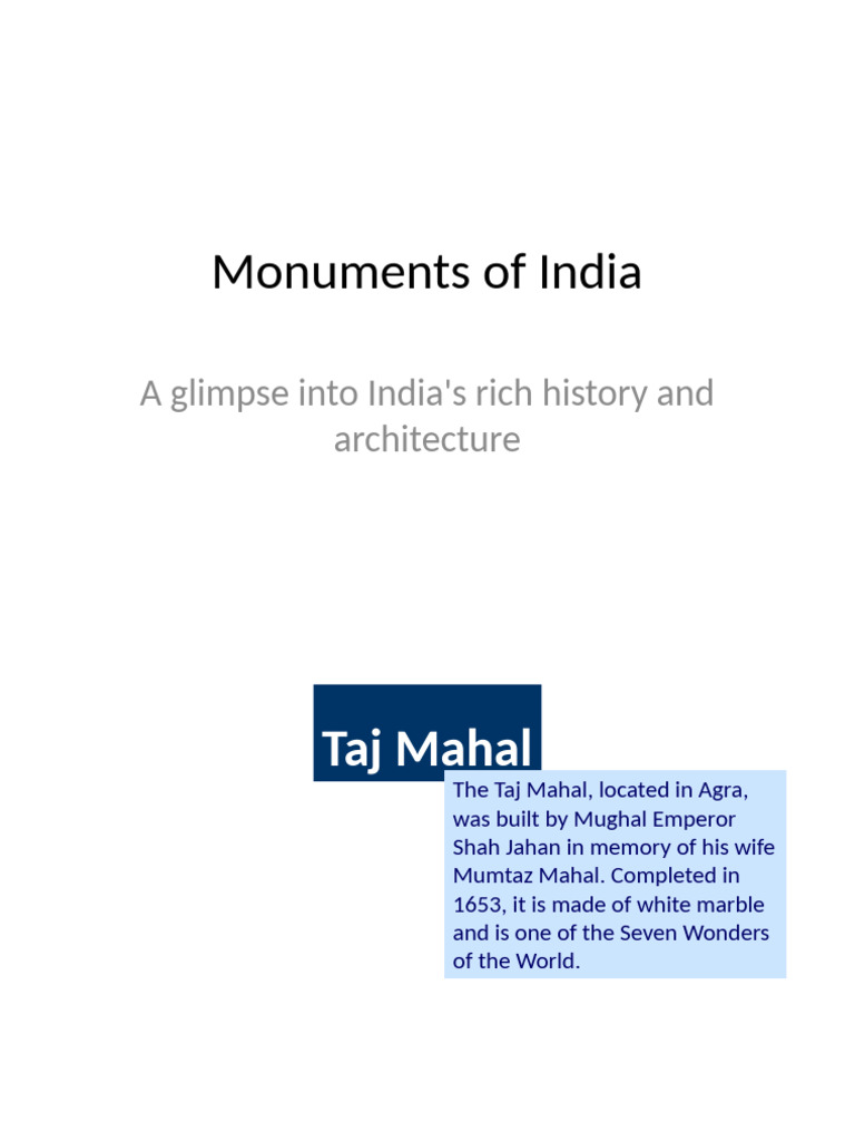 Iconic Monuments of India Explained | PDF