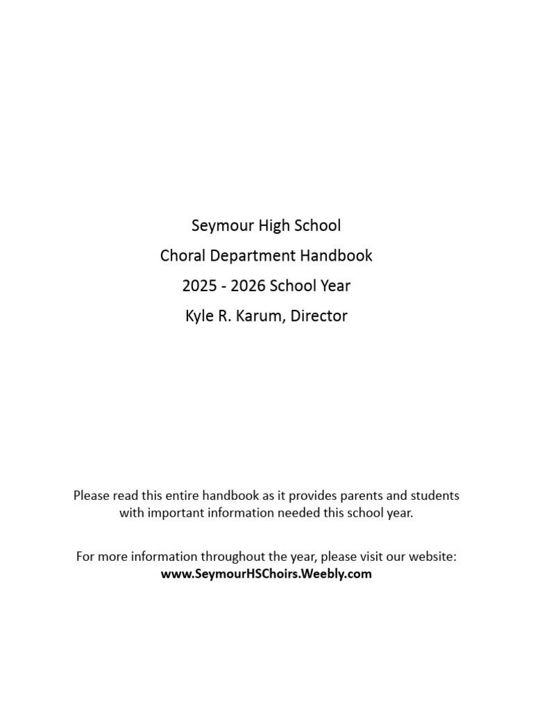 Seymour High School Choral Handbook 2025-2026 | PDF | Choir | Teachers