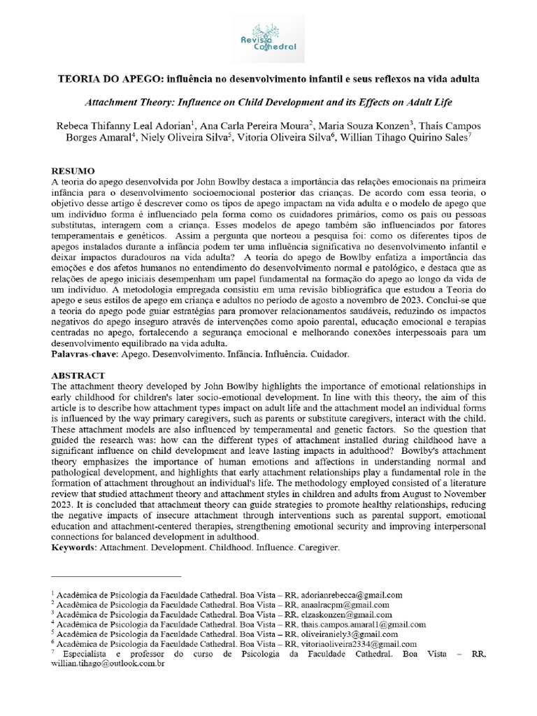 Teoria Do Apego | PDF
