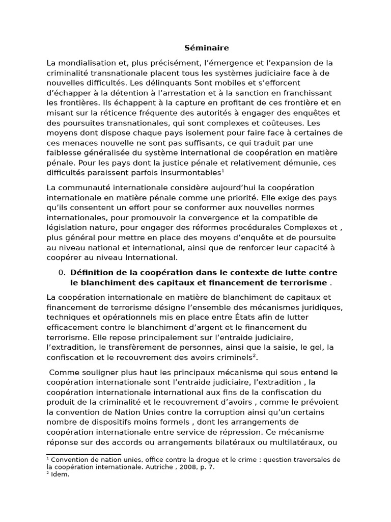 Coopération internationale contre la criminalité | PDF | Blanchiment d ...