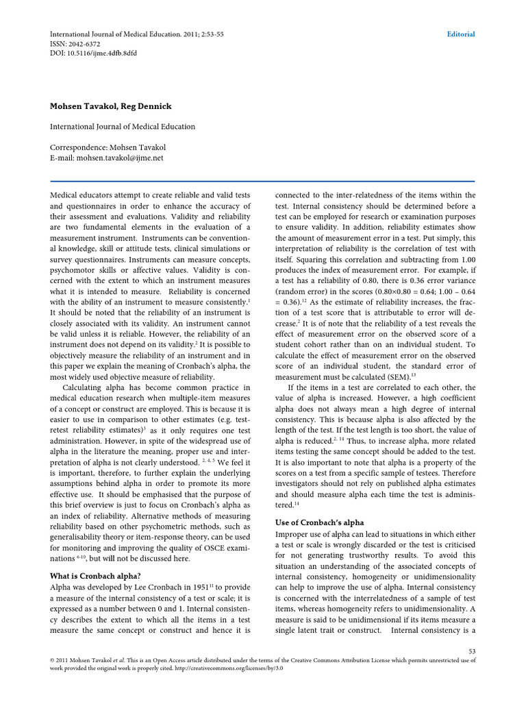 Cronbachs Alpha | PDF | Cronbach's Alpha | Multivariate Statistics