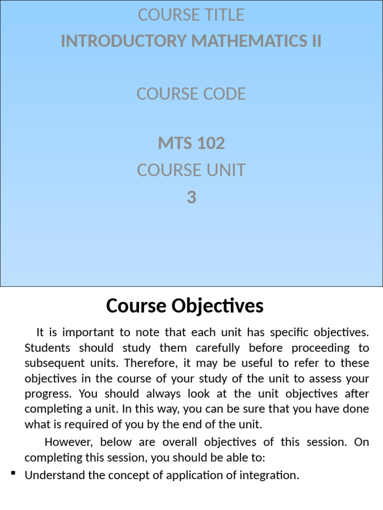 102 ODL SLIDE Session 7 | PDF | Integral | Function (Mathematics)