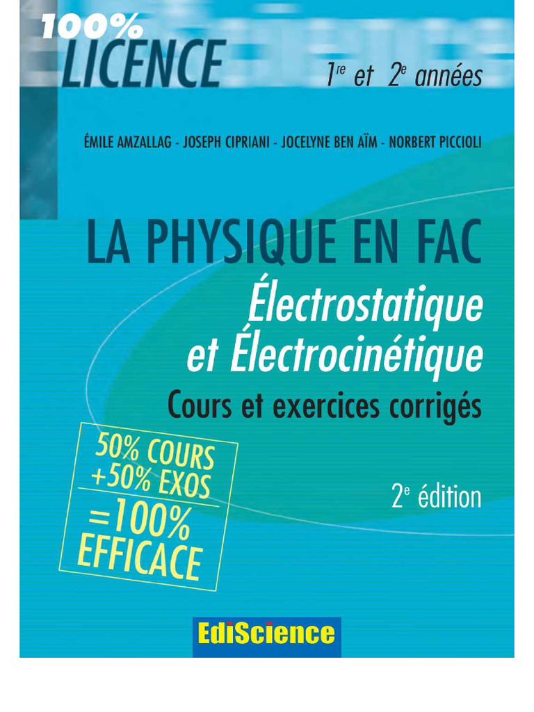 LA PHYSIQUE en FAC Électrostatique Et Électrocinétique Cours Et | PDF