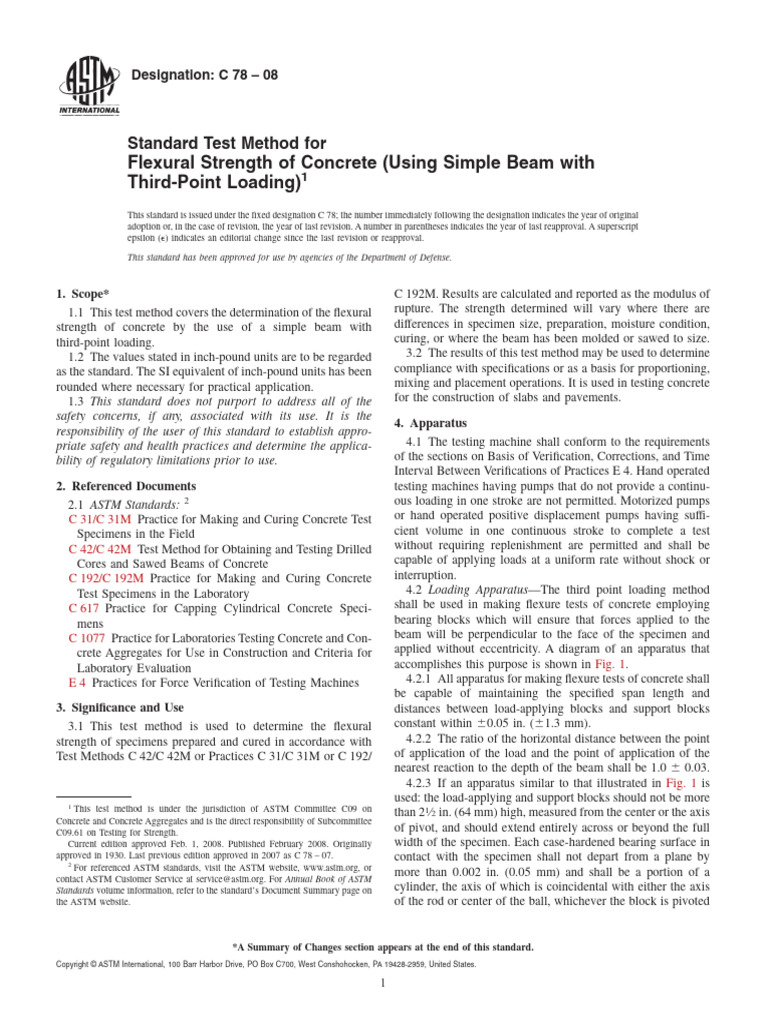Flexural Strength Test for Concrete | PDF