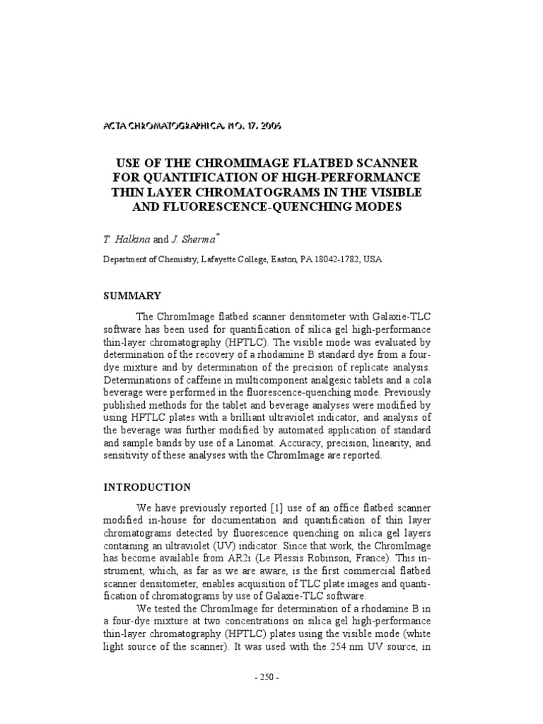 ChromImage Flatbed Scanner Densitometer With Galaxie TLC Software | PDF ...