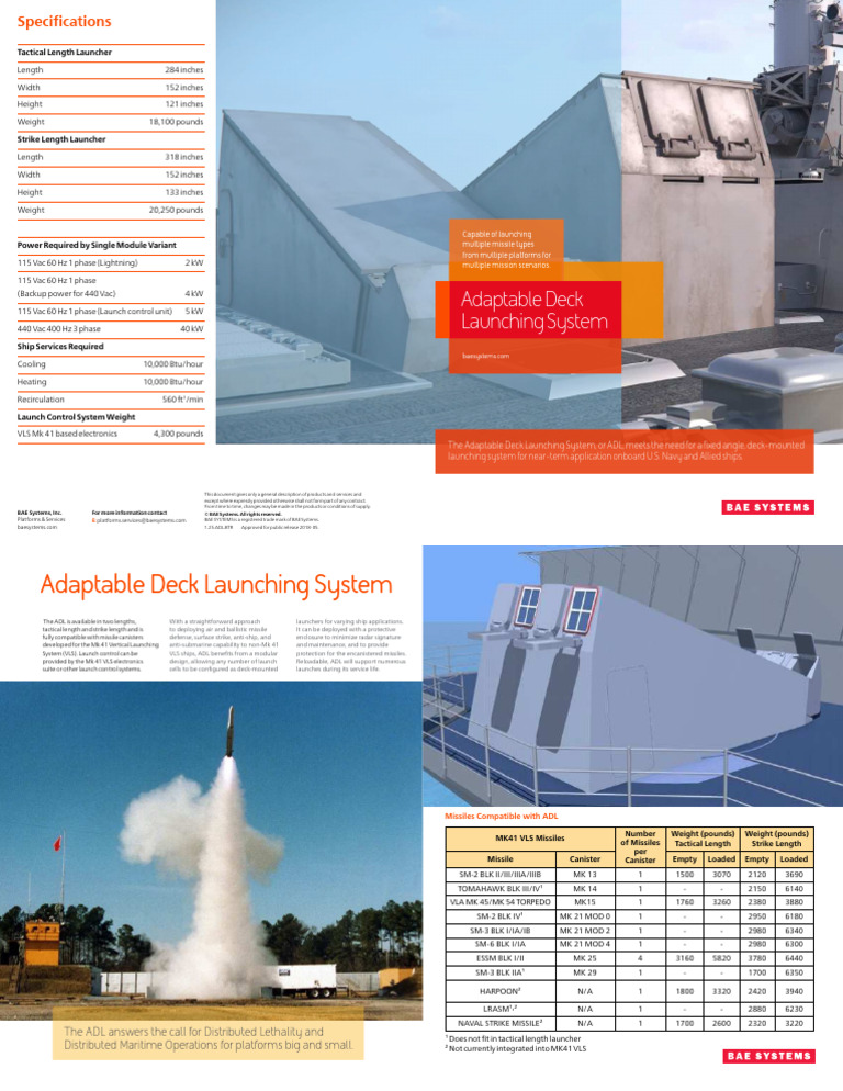Adaptable Deck Launching System Specs | PDF | Naval Warfare | Military ...