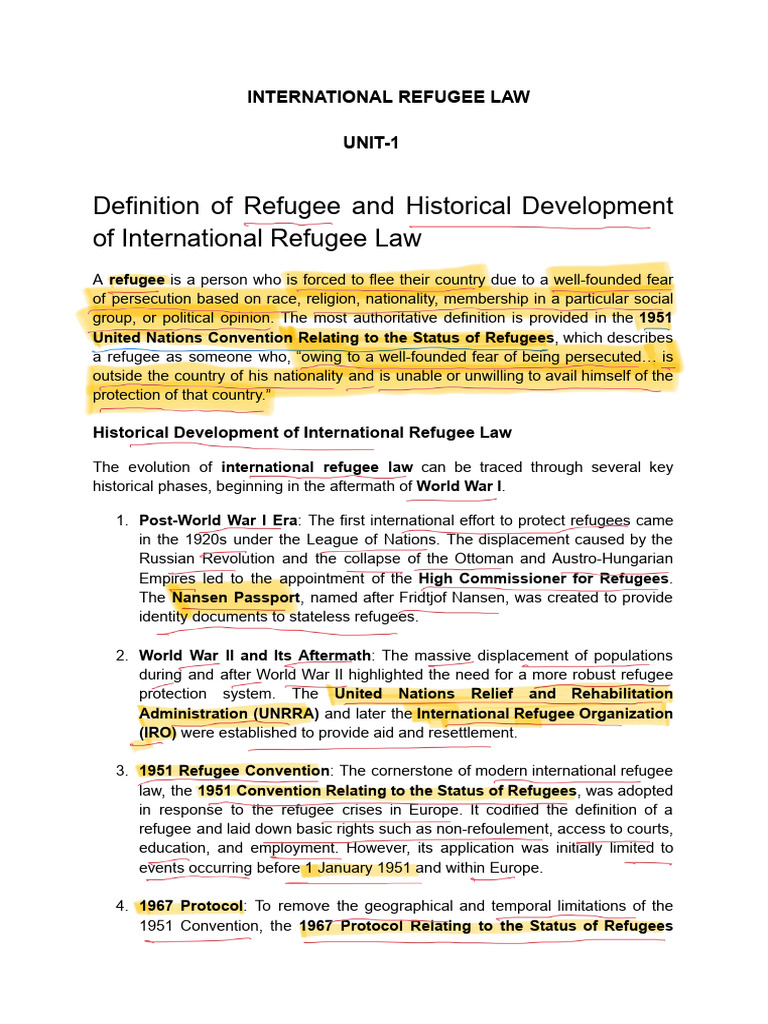 International Refugee Law | PDF | Refugee | United Nations High ...