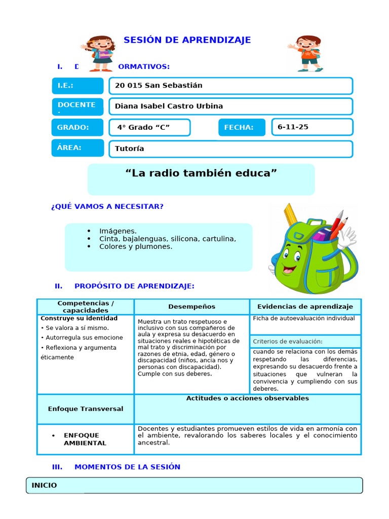 7-11-25 TUTORIA “La radio también educa” | PDF | Radiodifusión | Aprendizaje