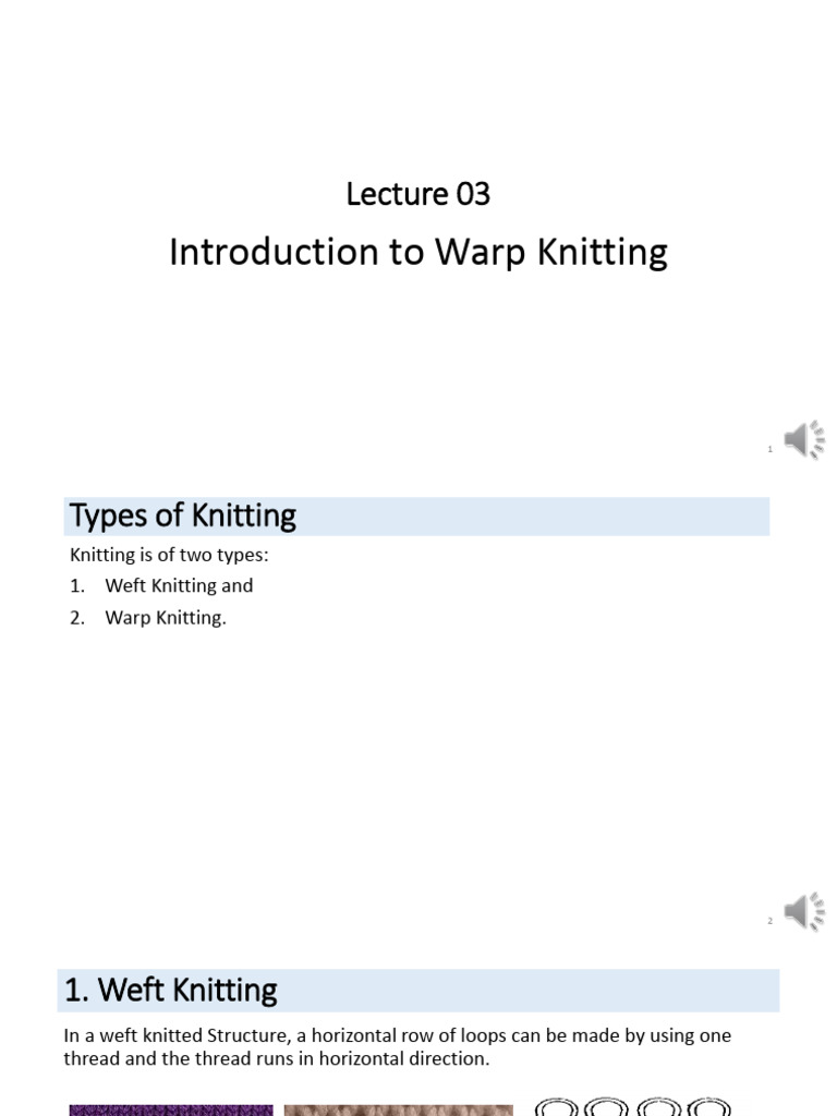 Week - 03 Introduction To Warp Knitting | PDF | Knitting | Yarn
