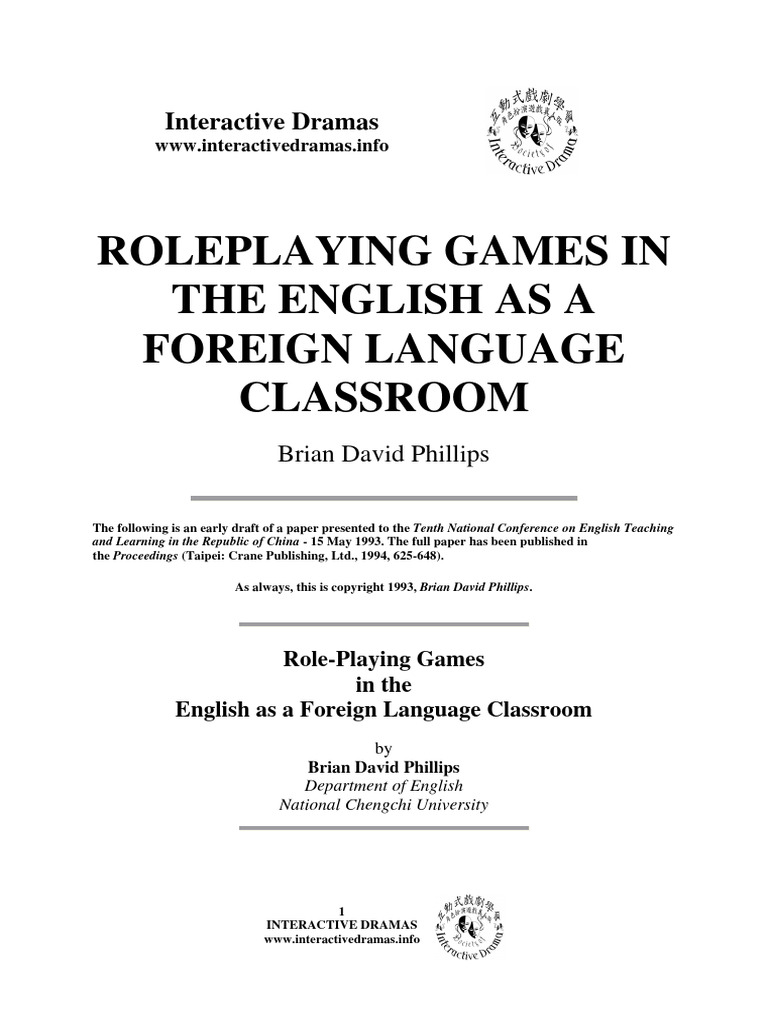 RPGs in EFL Classrooms: A Guide | PDF