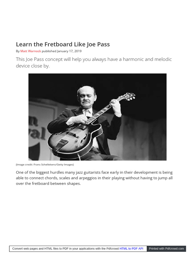Master Jazz Guitar with Joe Pass Techniques | PDF | Guitars | Chord (Music)