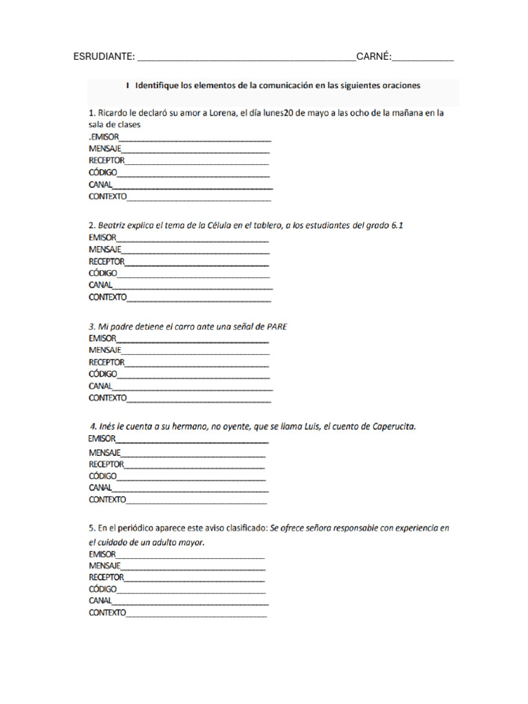 Actividad 1b - Elementos de La Comunicación (Cuestionario) | PDF