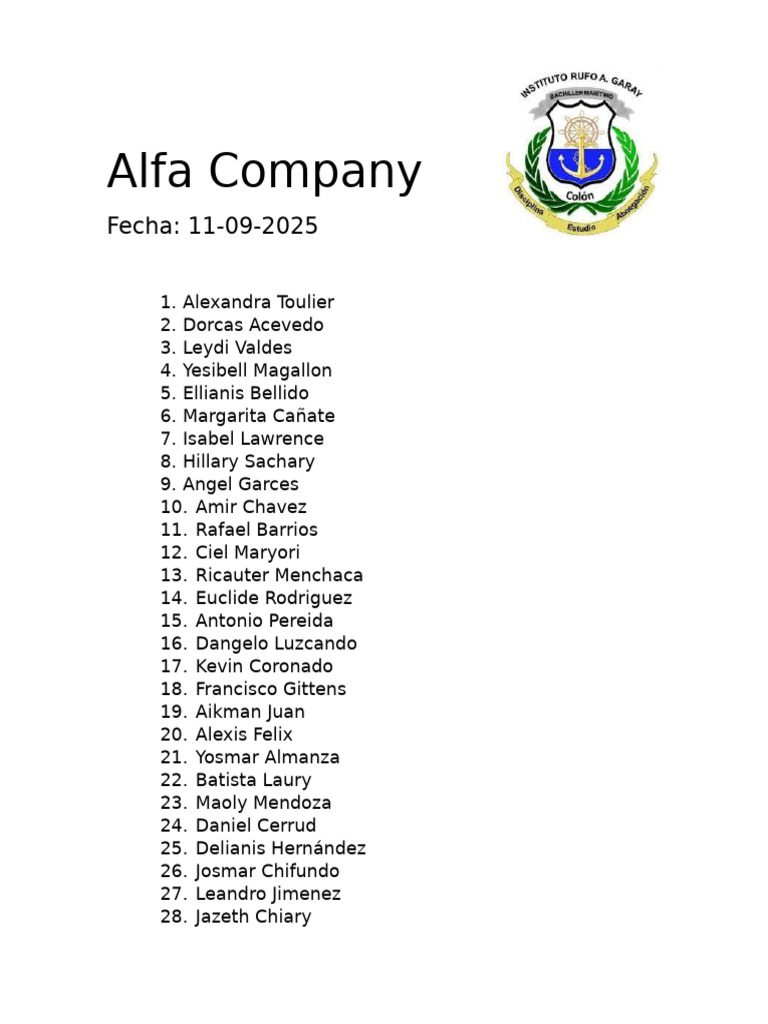 Alfa Company Lista | PDF