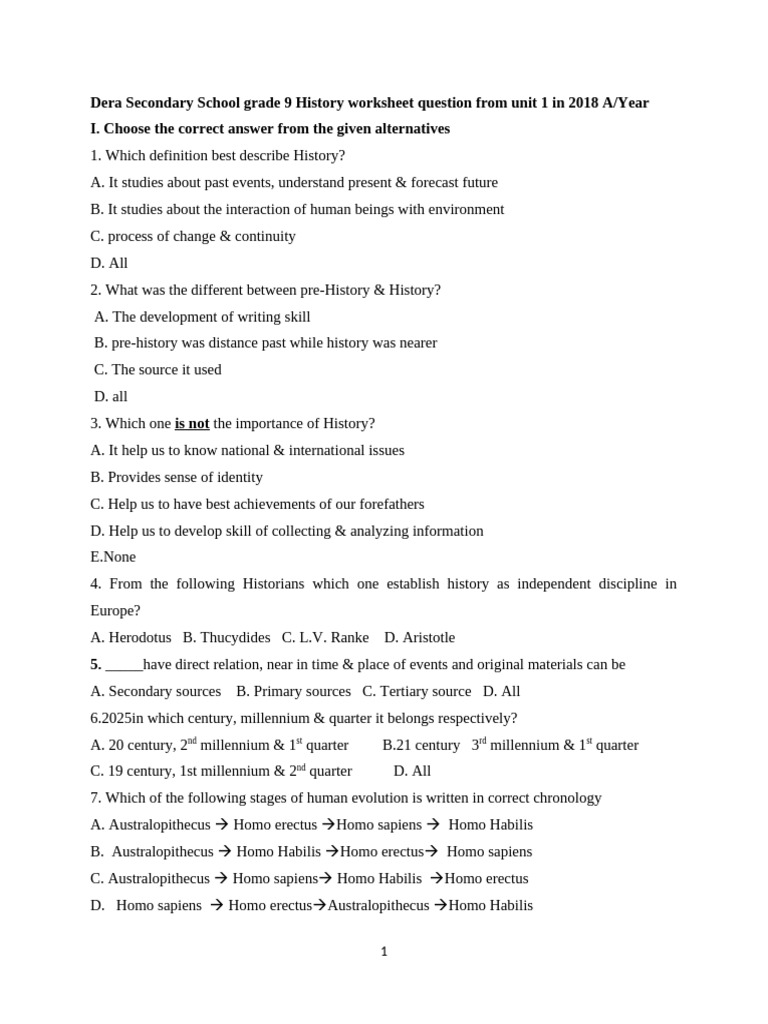 History worksheet | PDF | Homo