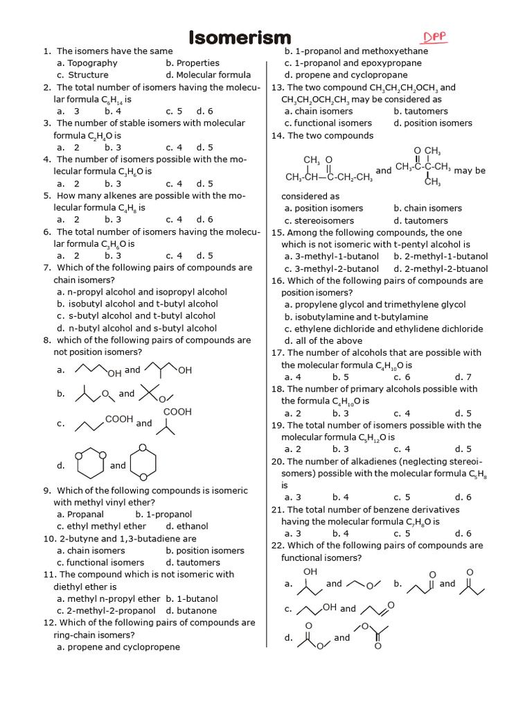 Isomerism | PDF | Isomer | Ether
