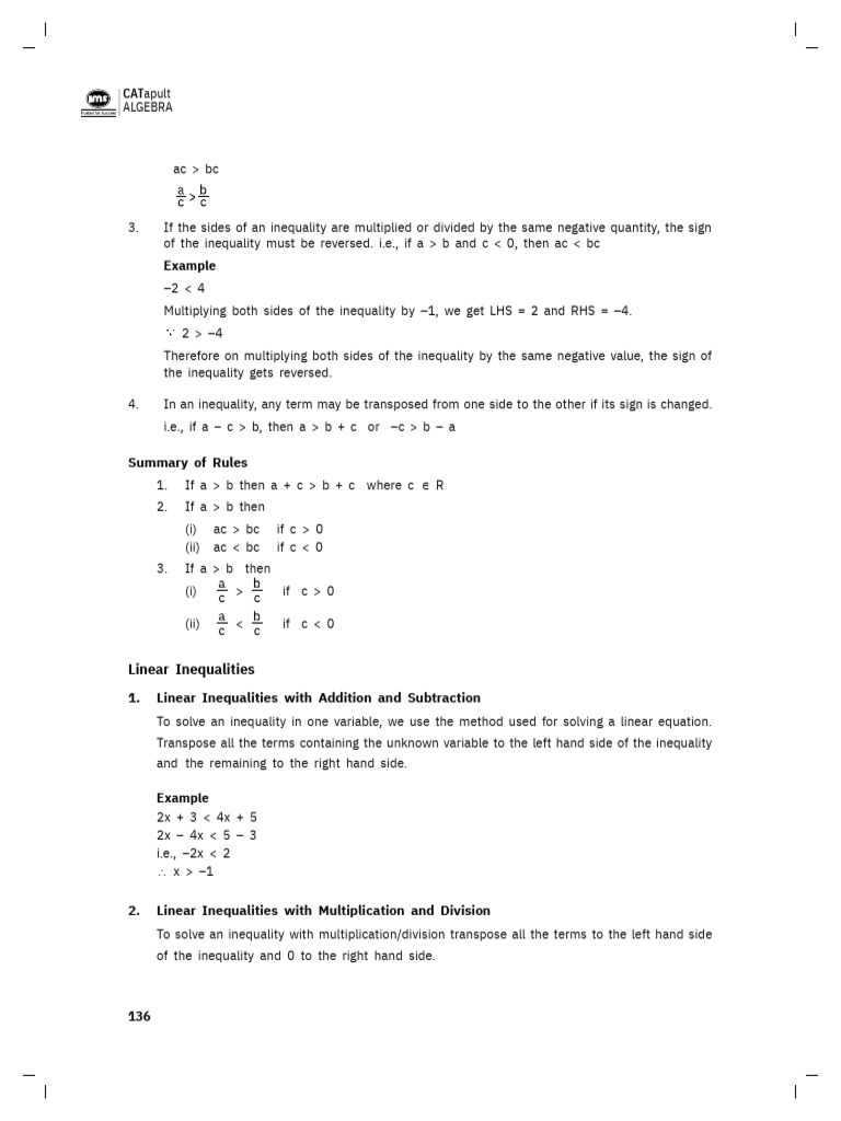 Understanding Inequalities in Algebra | PDF | Quadratic Equation ...