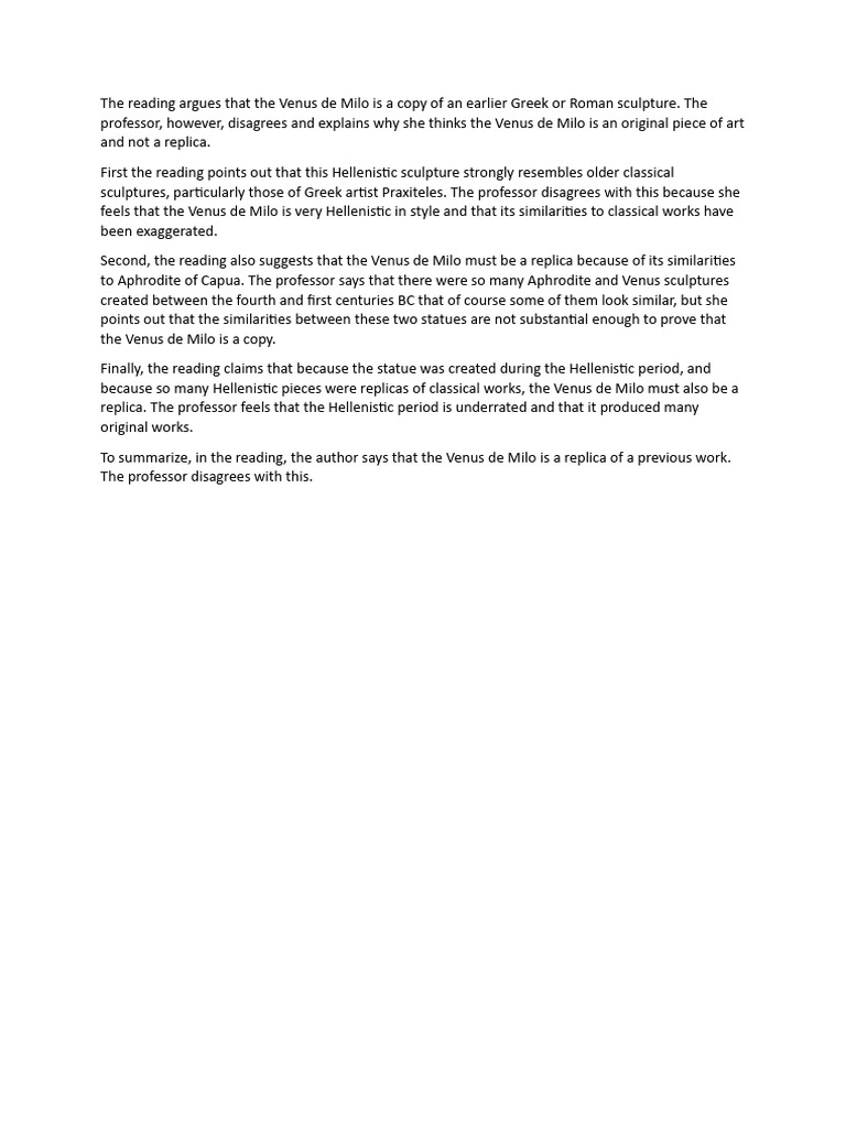 Venus de Milo Intergrated Writing | PDF