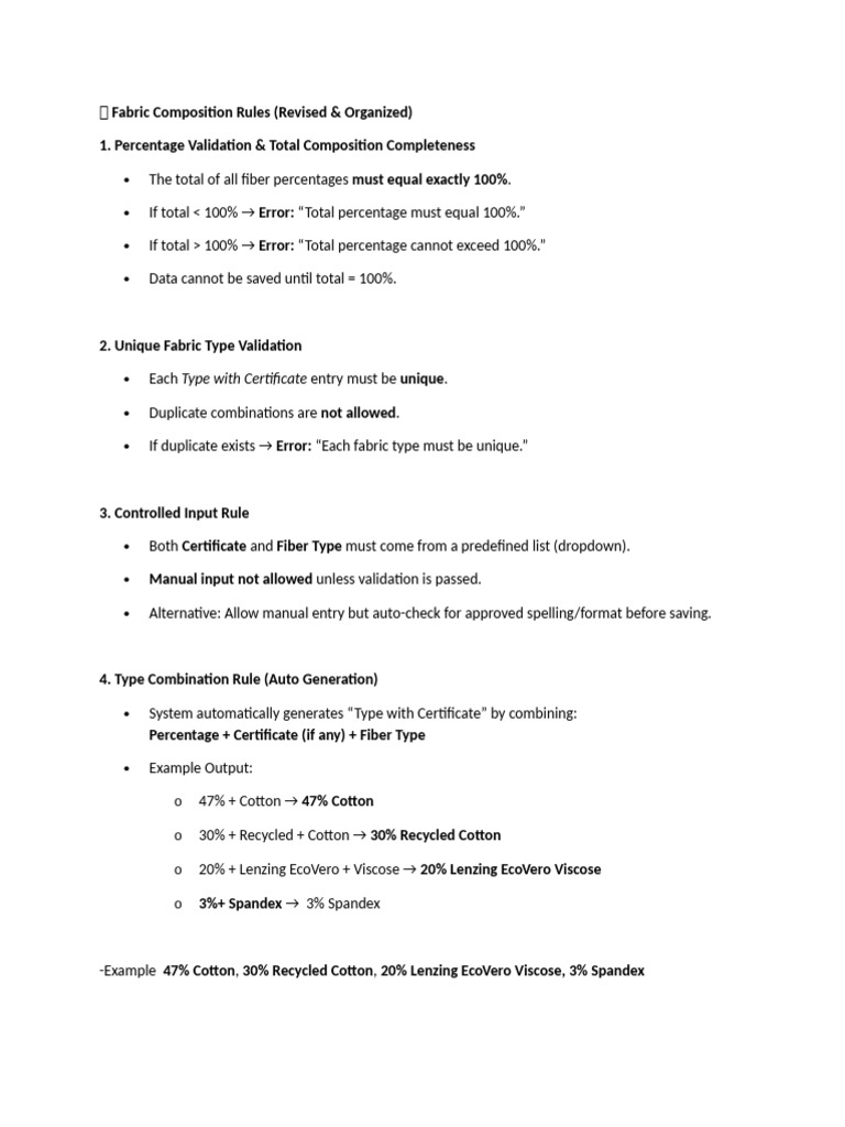 ? Fabric Composition Rules-Draft | PDF