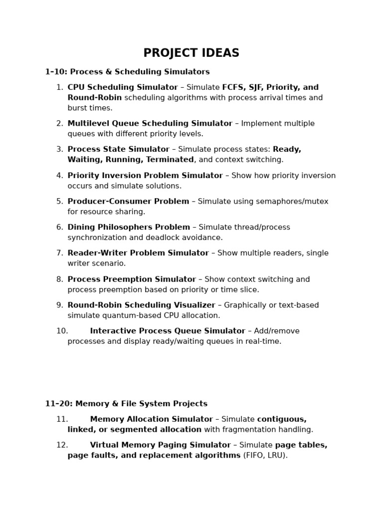 OS Project Ideas: Simulators & Tools | PDF | Scheduling (Computing ...