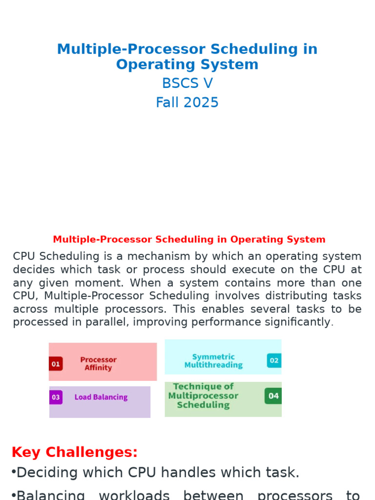 Multiple Processor Scheduling In Operating System Lecture 3 Pdf