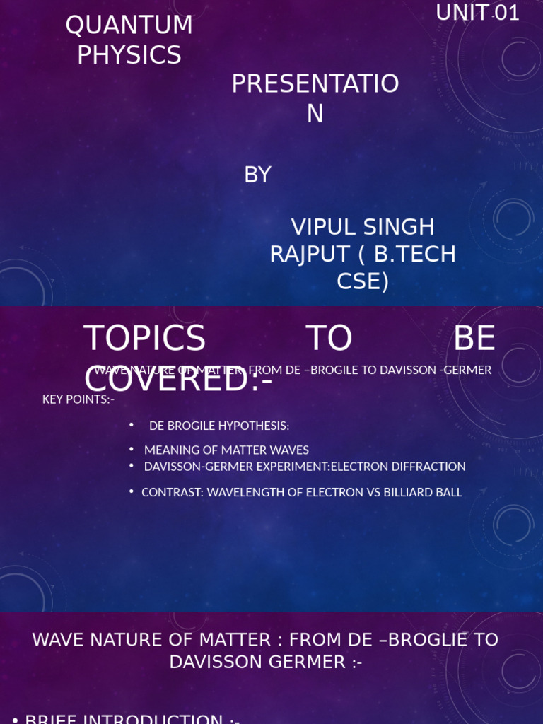 vipul singh physics unit 01 presentation | PDF | Electron | Applied And ...