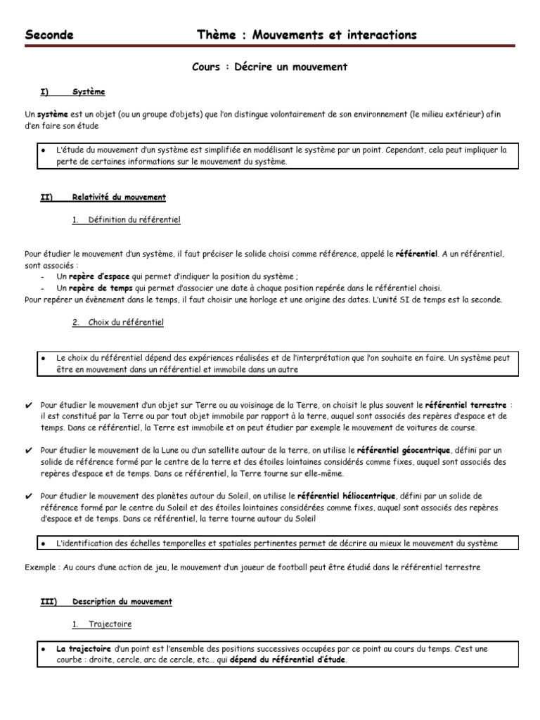 Étude des Mouvements et Référentiels | PDF | Héliocentrisme | Mécanique
