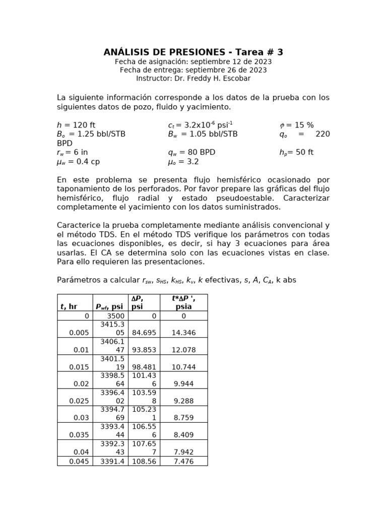 Análisis de Presiones - Tarea # 3: H C B B Q R Q H | PDF