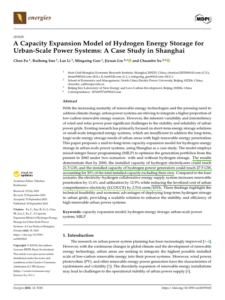 A Capacity Expansion Model of Hydrogen Energy Stor | PDF | Energy ...