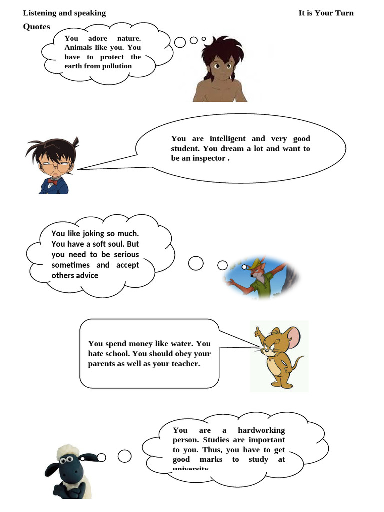Our Finding Show Sequence 1listening & Speaking It's Your Turn Quotes ...