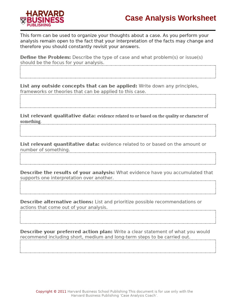 Case Analysis Worksheet Guide | PDF