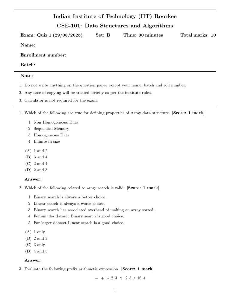 CG Quiz1 SetB | PDF | Computer Programming | Applied Mathematics