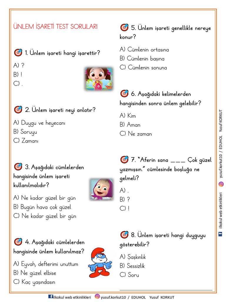 Unlem Isareti Test Sorulari | PDF